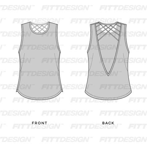 Ladies Criss Cross Open Back Scallop Bottom Tank Top Tech Pack