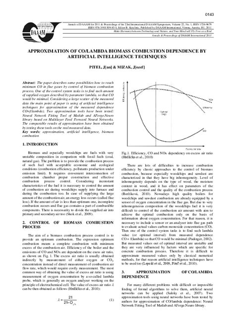 Pdf Approximation Of Colambda Biomass Combustion Dependence By