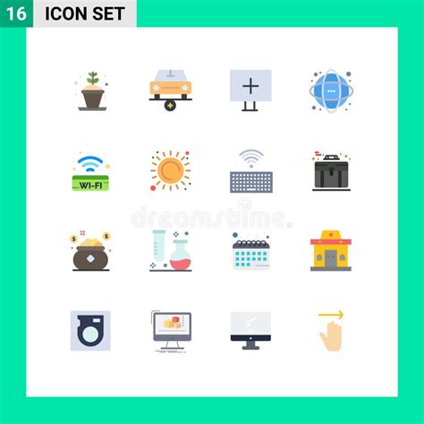 Mobile Interface Flat Color Set Of 16 Pictograms Of Public Sign