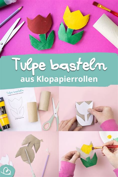Tulpe Basteln Aus Klopapierrollen Vorlage In 2024 Tulpen Basteln