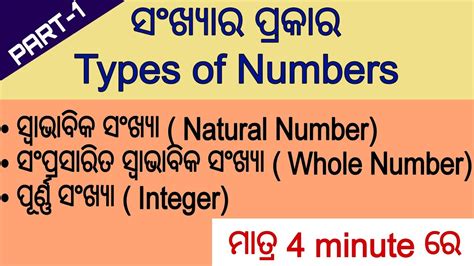 ସଂଖ୍ୟାର ପ୍ରକାର Types Of Numbers Difference Between Natural Numbers Whole Number Integer In