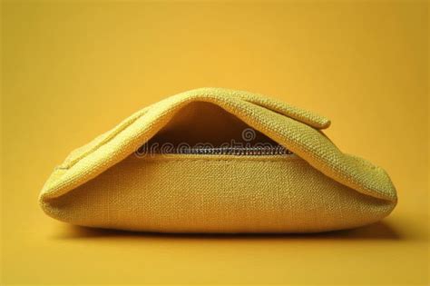 Stylish Yellow Fabric Pouch On A Vibrant Yellow Background Showcasing Modern Design Elements