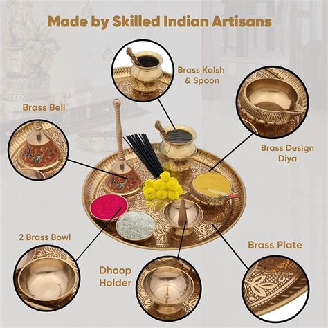 Traditional Handcrafted Brass Pital Puja Thali Aarti Barton Plate At Rs