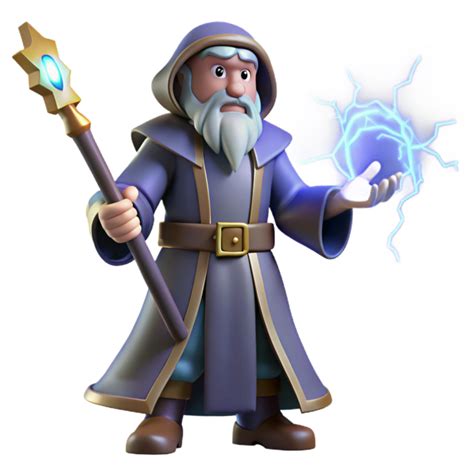 Wizard Casting Lightning Spell 3D Render 56551508 PNG