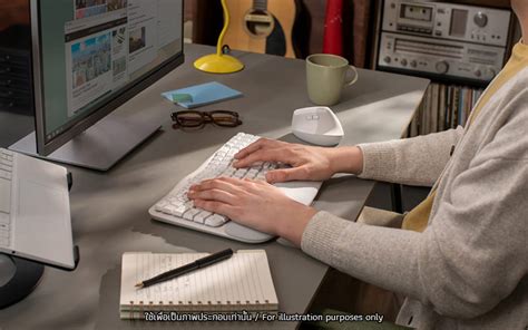 Wireless Keyboard คีย์บอร์ดไร้สาย Logitech Wave Keys Graphite En Th