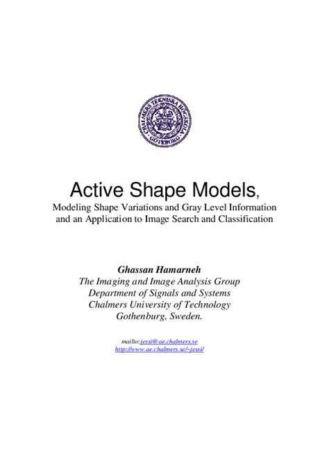 Pdf Active Shape Models