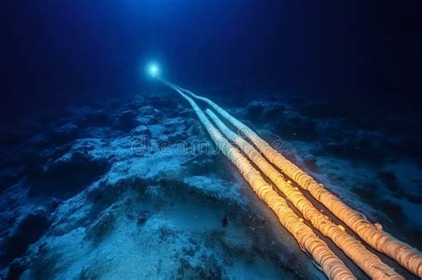 Underwater Cables Transferring Data Across The Ocean Floor Stock Image