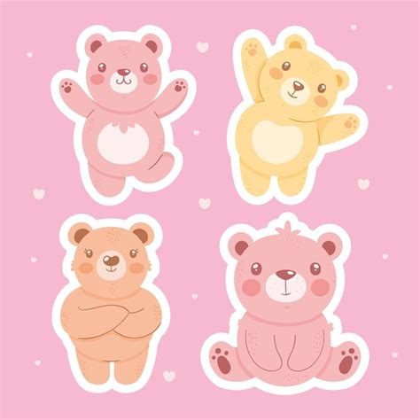 Four Cute Bears Free Vector