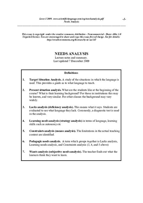 Pdf Needs Analysis