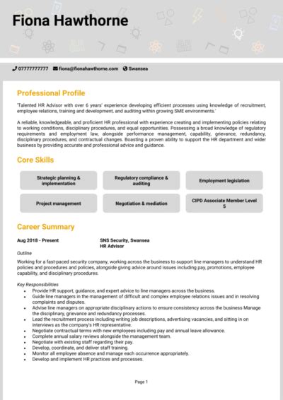 3 Hr Advisor Cv Examples Guide Secure More Interviews