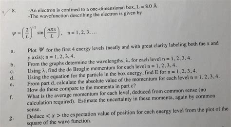 Solved 8 An Electron Is Confined To A One Dimensional Box