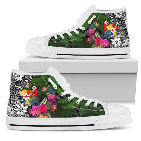 Tonga High Top Shoes Turtle Plumeria Banana Leaf