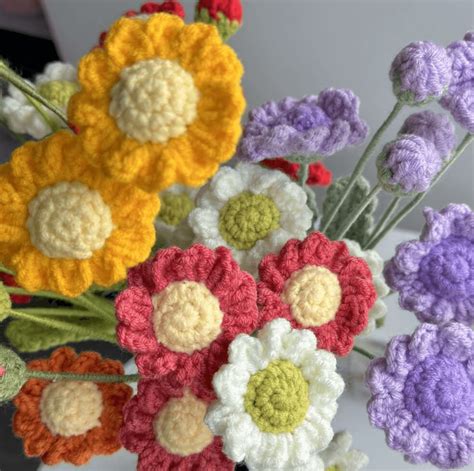 Daisy Flower Crochet Crochet Flower Bouquet Etsy