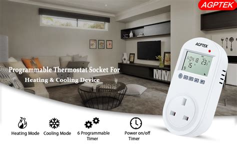 AGPTEK Thermostat Socket Thermostat Timer Switch Temperature Controller Plug Programmable
