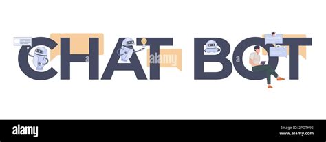 Chat Bot Composition With Flat Text Surrounded By Human Character Chat