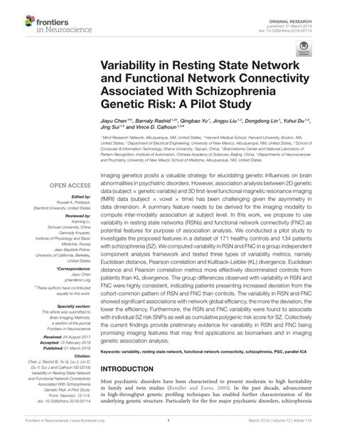 Pdf Variability In Resting State Network And Functional Network