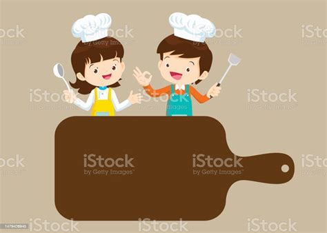 요리사 어린이 요리 클래스 디자인 서식 파일입니다 귀여운 작은 요리사 요리 식사 메뉴 가리기에 대한 스톡 벡터 아트 및 기타