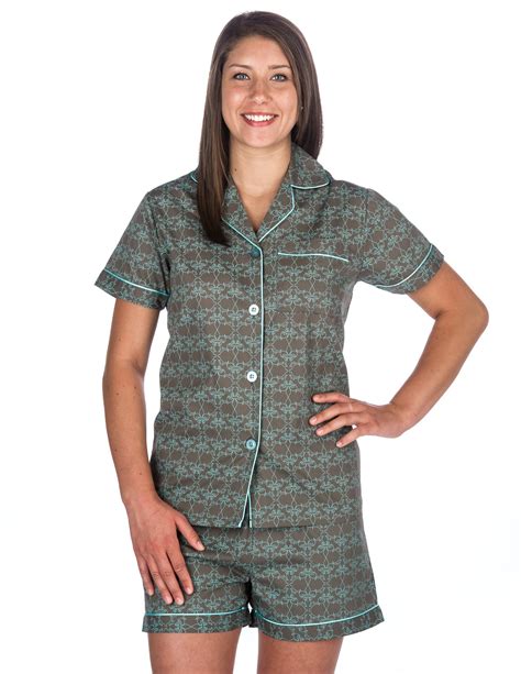 Womens Premium 100 Cotton Poplin Short Pajama Set Noble Mount