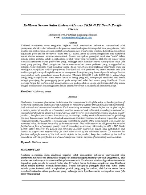 Jurnal Kalibrasi Sensor Suhu Eandh Tr10 Pdf