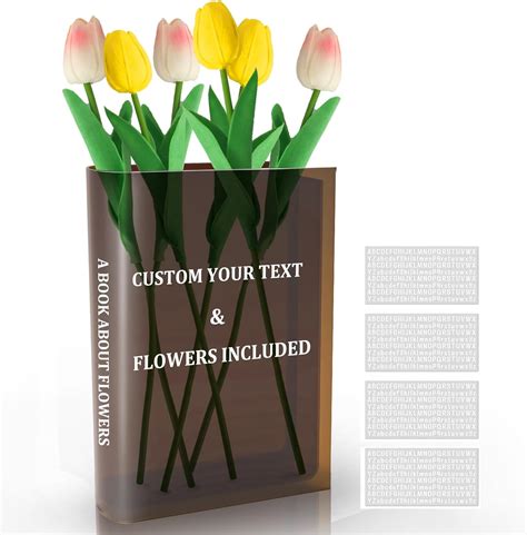 Acrylic Book Vase Custom Asthetic Book Shaped Vase With 6
