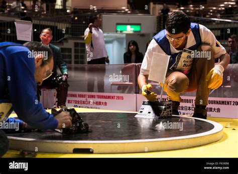 Robot Operators Compete At The International Robot Sumo Tournament In The Ryogoku Sumo