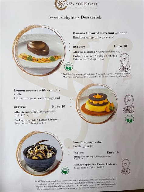 Menu At New York Café Cafe Budapest Erzsébet Krt 9 11