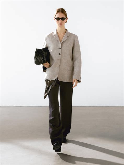 100 Linen Flecked Blazer · Beige · Dressy Massimo Dutti