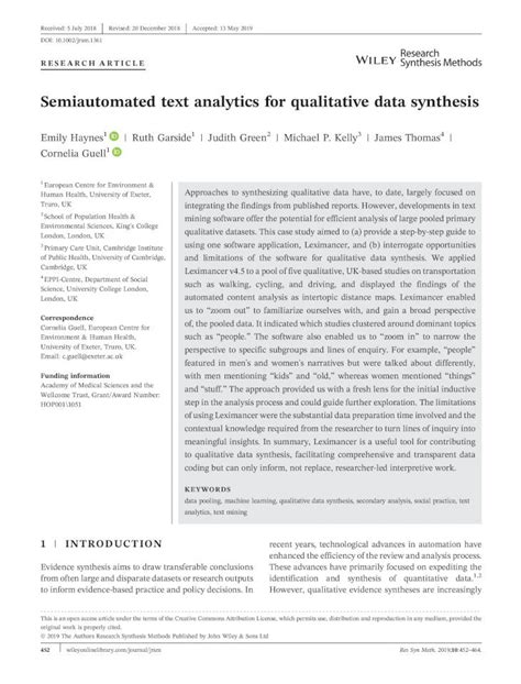 Pdf Semiautomated Text Analytics For Qualitative Data Synthesis · Tools That Might Help In The