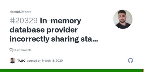 In Memory Database Provider Incorrectly Sharing State Between Unit