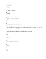 Quiz Docx COP C Quiz What Is A Variable A Pointer Correct A Place In Memory To