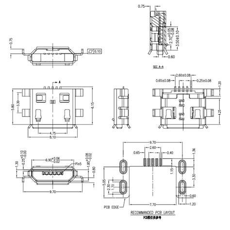 Micro Usb Port Dimensions
