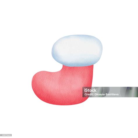 산타 클로스 크리스마스 양말 산타 클로스의 수채화 손으로 그린 휴일 옷 전통적인 새해 요소는 흰색 배경에 고립되어 있습니다 인쇄 카드 초대장용 겨울에 대한 스톡 벡터 아트