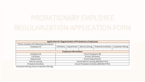 Free Probationary Employee Regularization Application Form Templates