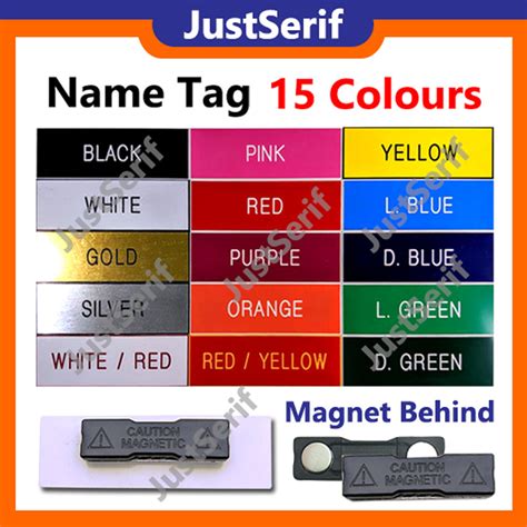 Name Tag Pengawas 1 Line Rumi With Magnet Fastner Pin Green Red Merah