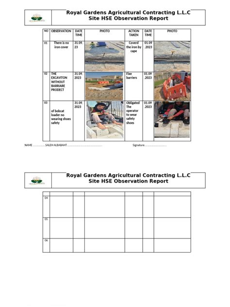 Site Hse Observation Report Pdf
