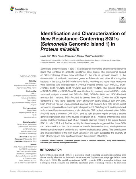 Pdf Identification And Characterization Of New Resistance Conferring