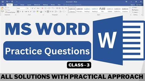 Ms Word Practice Questions Class 3 Computer By Sahil Sir Youtube