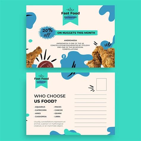 Free Vector Food Restaurant Postcard Template