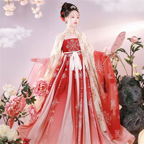 ฮั่นฝู ชุดจีนโบราณ Hanfu หญิง กระโปรงนางฟ้า กระโปรงจีบ ปักเสื้อแขนใหญ่