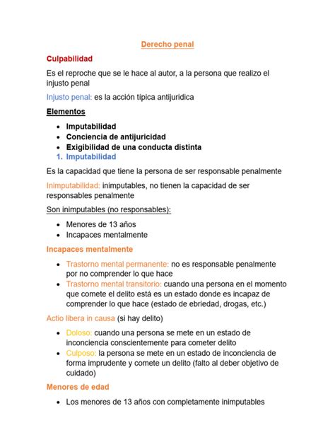 Derecho Penal La Culpabilidad E Iter Criminis Pdf Derecho Penal