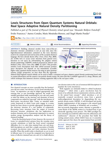 Pdf Lewis Structures From Open Quantum Systems Natural Orbitals Real Space Adaptive Natural