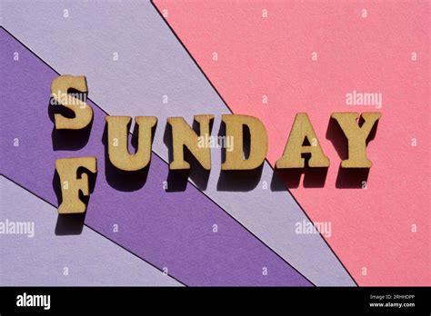 Sunday Funday Words In Wooden Alphabet Letters Isolated On Purple And