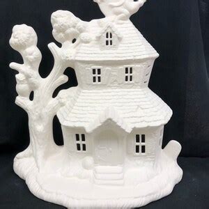 Ceramic Haunted House Ceramic Bisque House Bisque Ceramic House