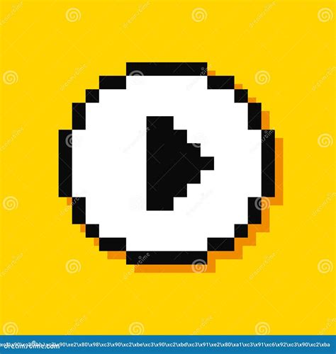 Pixel Play Button Video Audio Player 8 Bit Video Game Style Vector