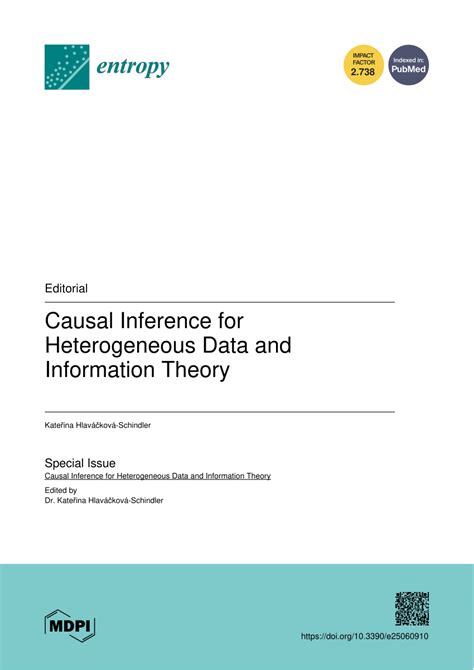 Pdf Causal Inference For Heterogeneous Data And Information Theory