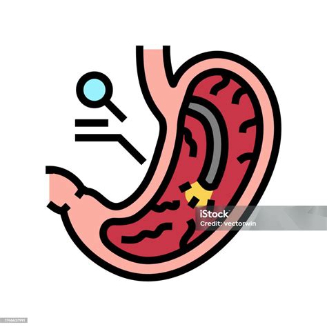 Gastroscopy Procedure Gastroenterologist Color Icon Vector Illustration