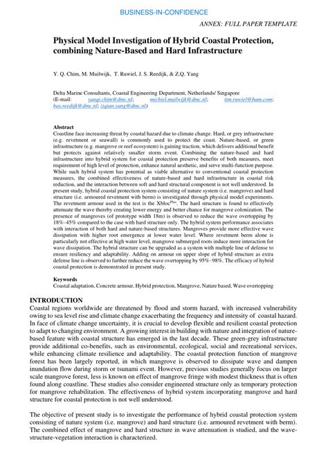 PDF Physical Model Investigation Of Hybrid Coastal Protection Combining Nature Based And Hard