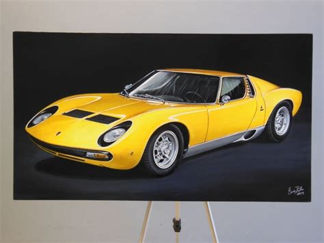 No Reserve 1971 Lamborghini Miura Sv Painting By Clive Botha Pcarmarket