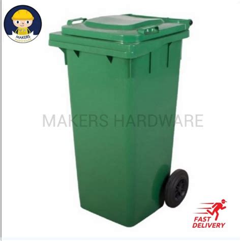 240l Large Plastic Green Dustbin Tong Sampah Besar Outdoor Garbage