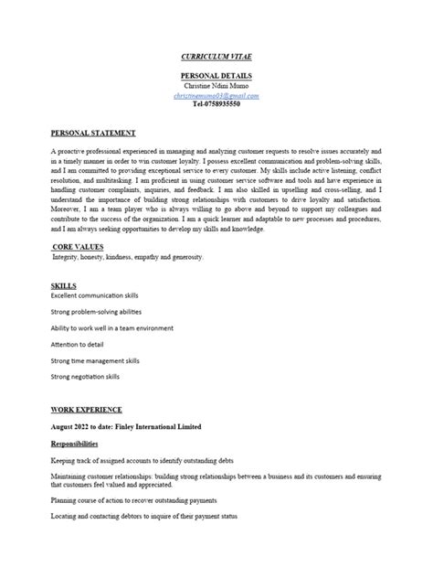 Christine Mumo Cv Pdf Behavior Modification Learning